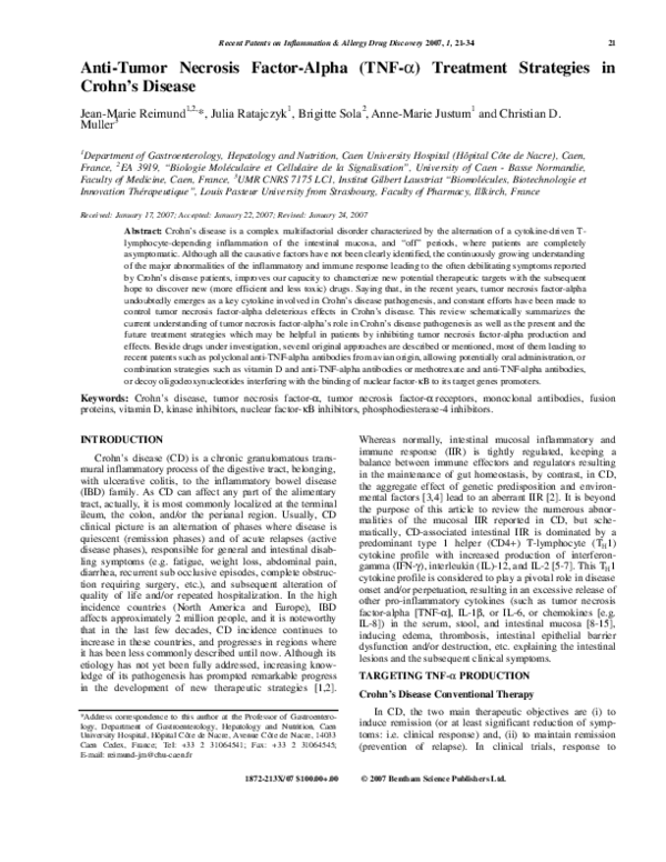(PDF) Anti-Tumor Necrosis Factor-Alpha (TNF-α) Treatment Strategies in Crohns Disease