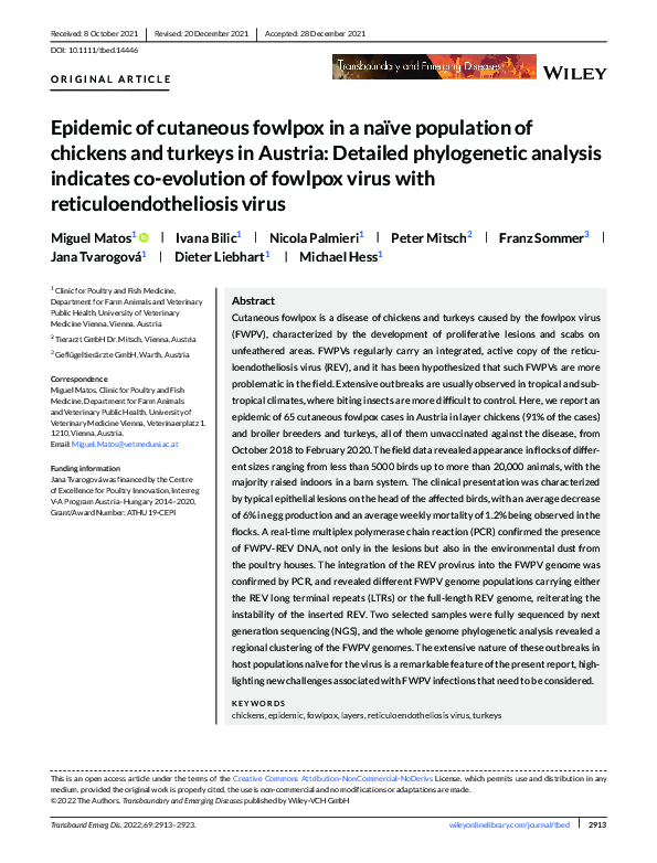 (PDF) Epidemic of cutaneous fowlpox in a naïve population of chickens ...