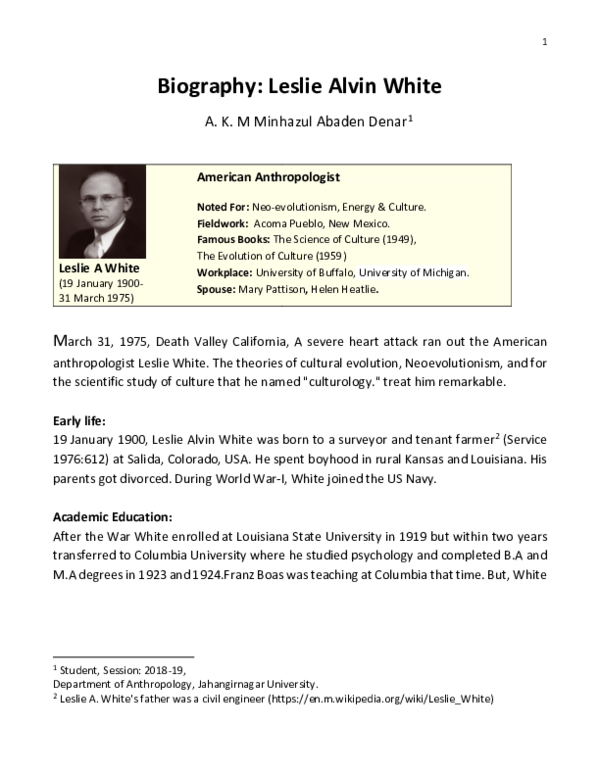(PDF) Biography: Leslie Alvin White