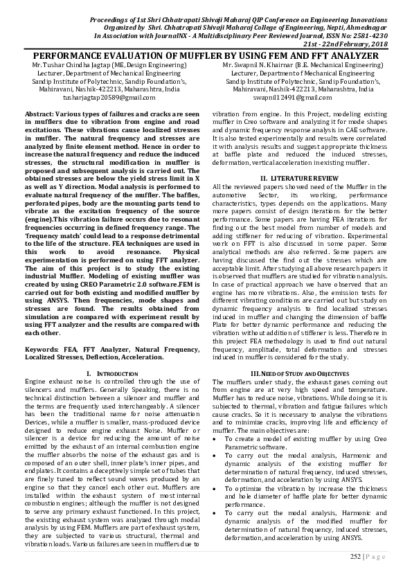 Pdf Evaluating Muffler Performance Via Fem And Fft