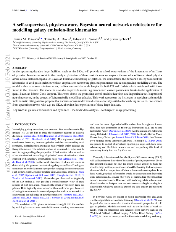 Pdf A Self Supervised Physics Aware Bayesian Neural Network Architecture For Modelling