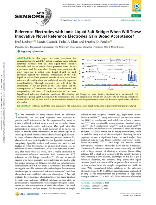 (PDF) Reference Electrodes with Ionic Liquid Salt Bridge: When Will These Innovative Novel ...