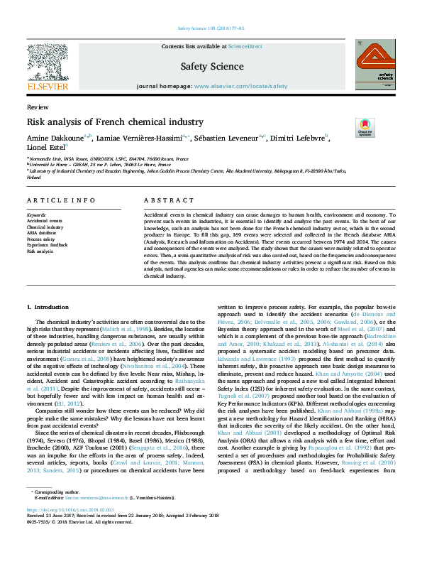 (PDF) Risk analysis of French chemical industry