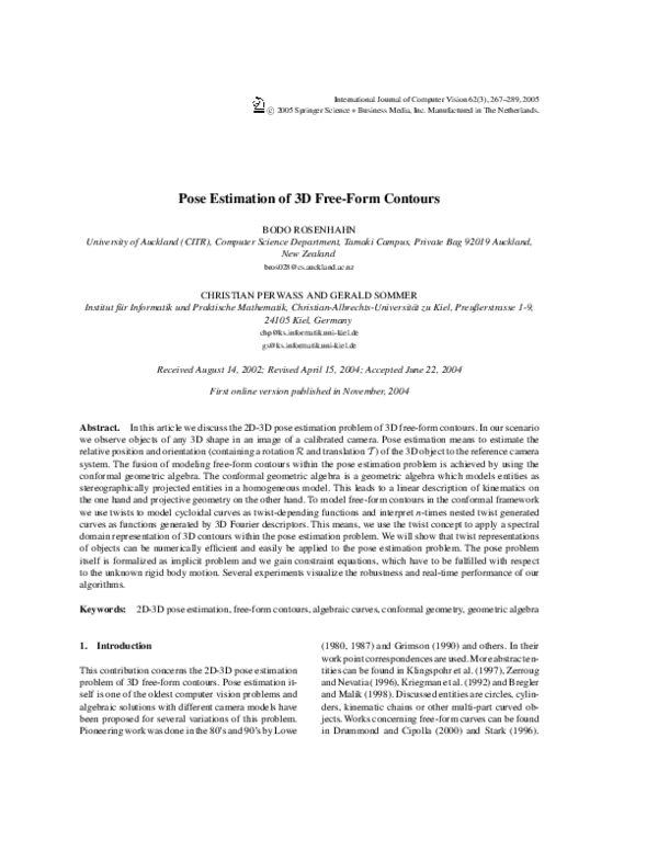 (PDF) Pose Estimation of 3D Free-Form Contours