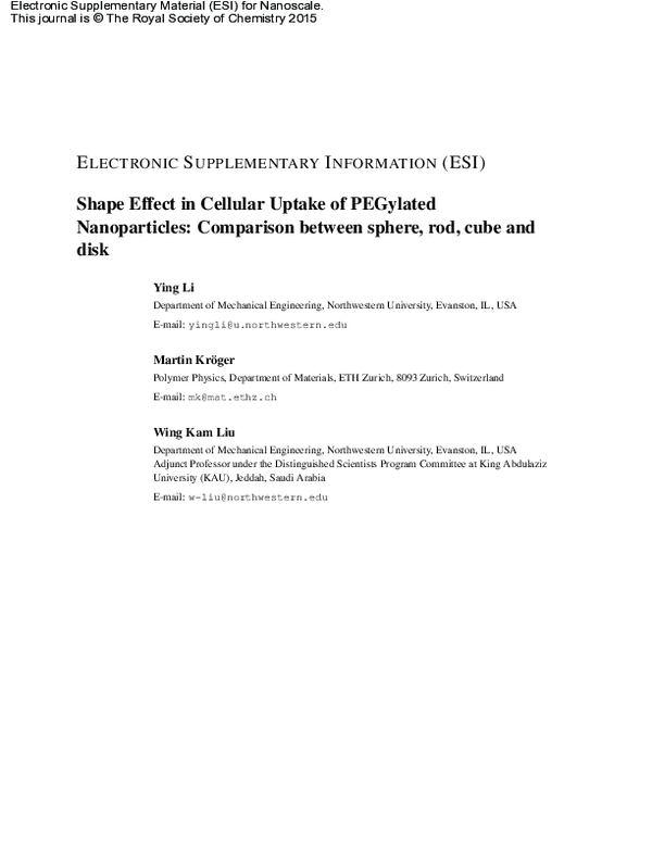 (PDF) Shape effect in cellular uptake of PEGylated nanoparticles ...
