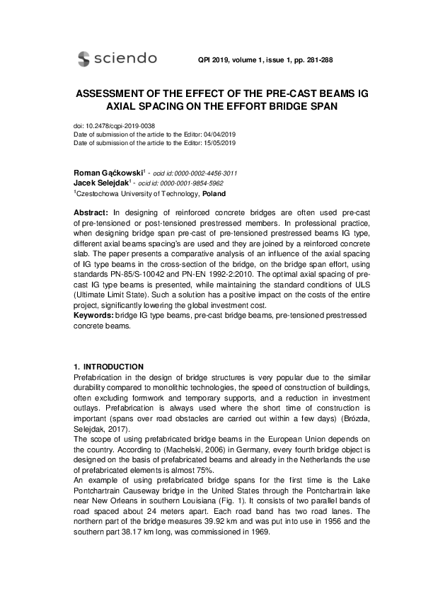 (PDF) Assessment of the Effect of the Pre-cast Beams IG Axial Spacing ...