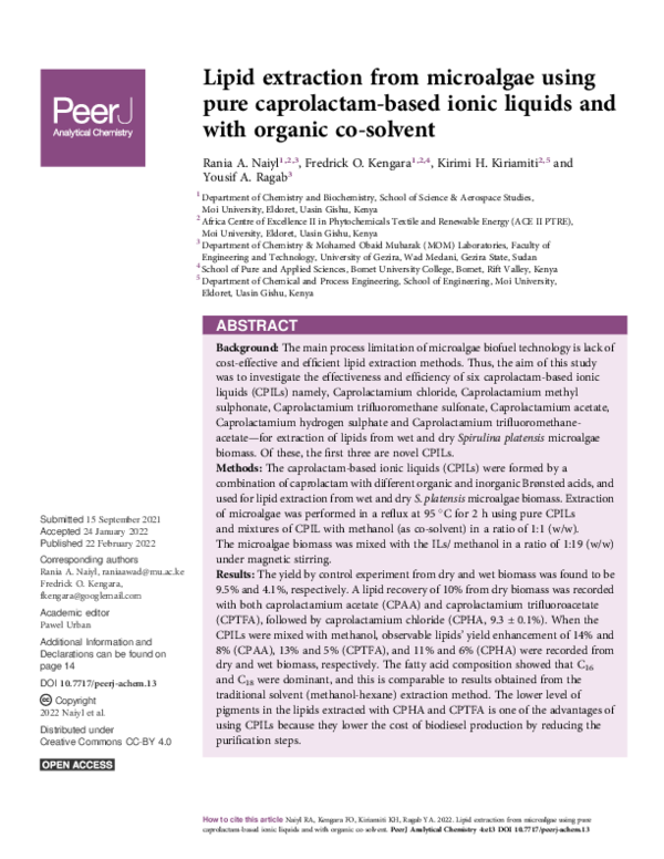 (PDF) Lipid extraction from microalgae using pure caprolactam-based ...