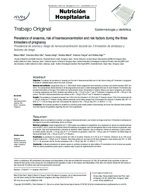 (PDF) Prevalence of Anaemia, Risk of Haemoconcentration and Risk ...
