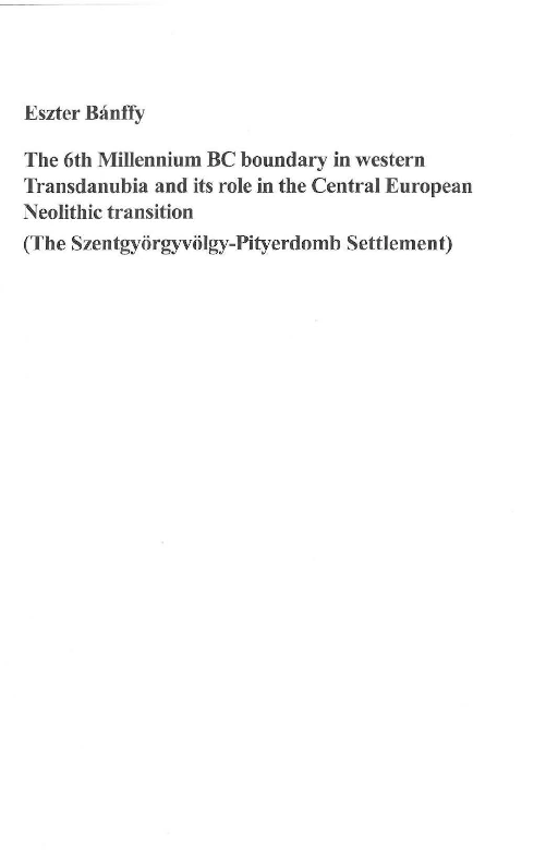 (PDF) The 6th millennium boundary in western Transdanubia