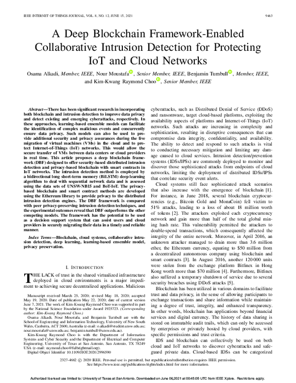 Pdf A Deep Blockchain Framework Enabled Collaborative Intrusion