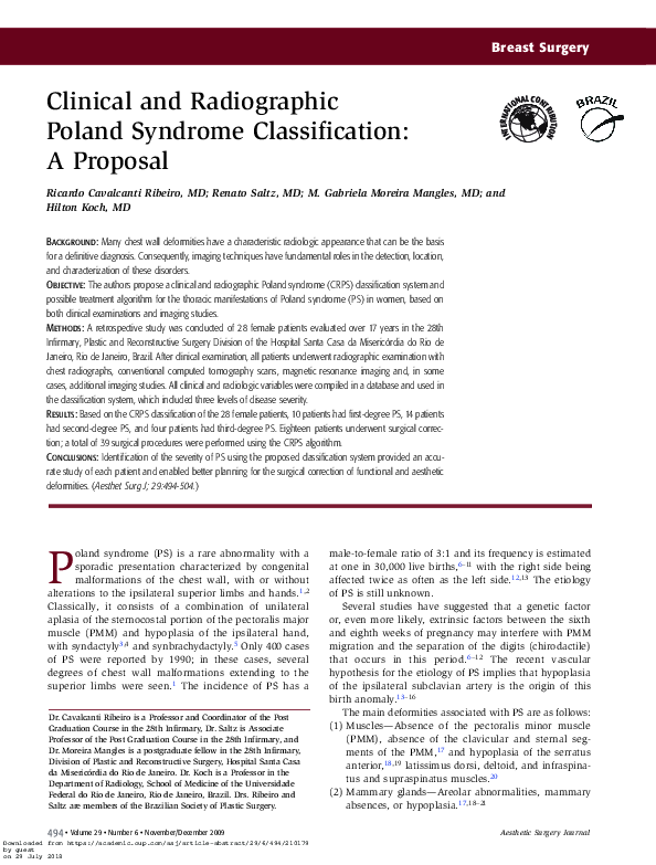 (PDF) Clinical and Radiographic Poland Syndrome Classification: A Proposal