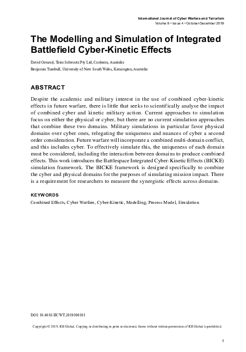 (PDF) The Modelling and Simulation of Integrated Battlefield Cyber ...