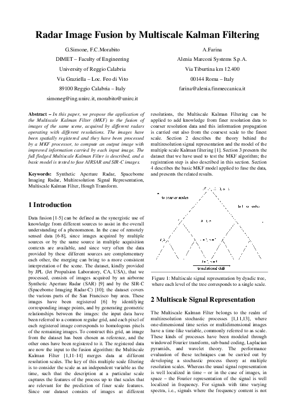 (PDF) Radar image fusion by multiscale Kalman filtering