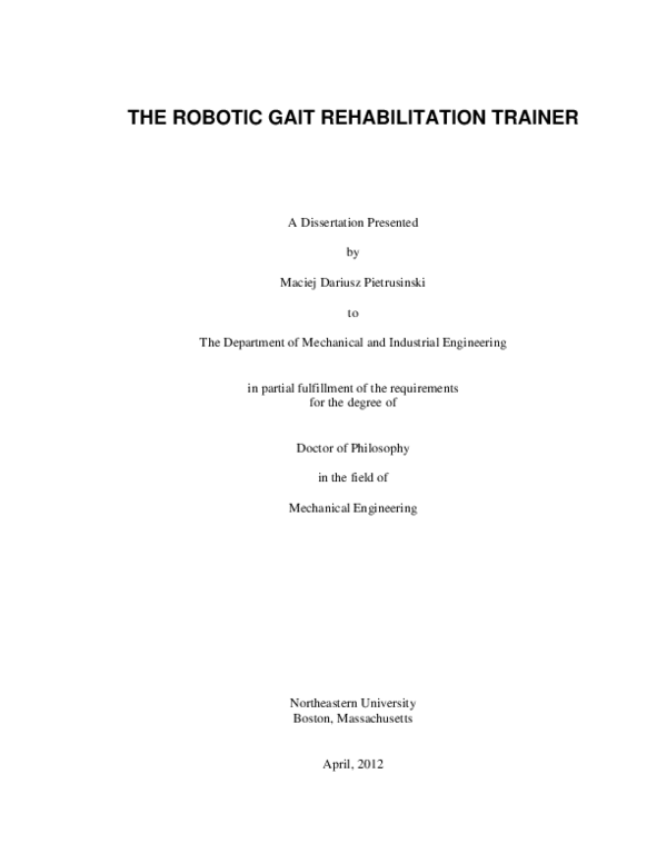 (PDF) Robotic Gait Rehabilitation Trainer | G. Severini - Academia.edu