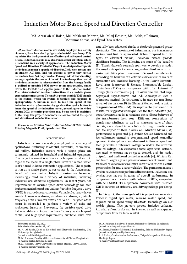 Pdf Induction Motor Based Speed And Direction Controller
