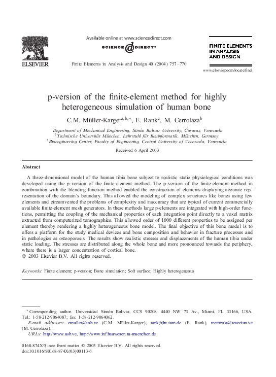 (PDF) P-Version of the Finite-Element Method for Highly Heterogeneous Simulation of Human Bone
