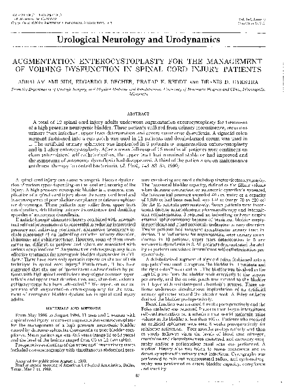 (PDF) Augmentation Enterocystoplasty for the Management of Voiding ...