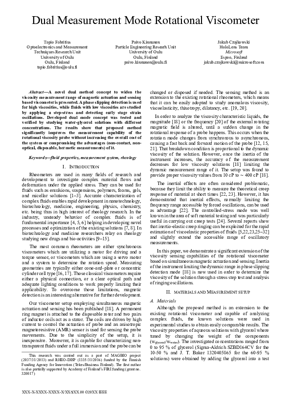 (PDF) Dual Measurement Mode Rotational Viscometer