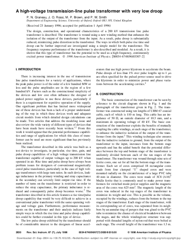 (PDF) A high-voltage transmission-line pulse transformer with very low ...