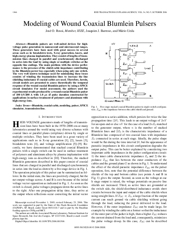 (PDF) Modeling of Wound Coaxial Blumlein Pulsers