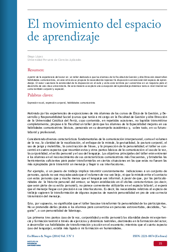 (PDF) El movimiento del espacio de aprendizaje