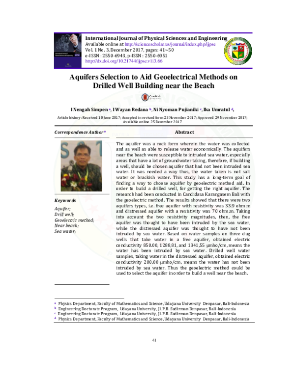 (PDF) Aquifers selection to aid geoelectrical methods on drilled well ...