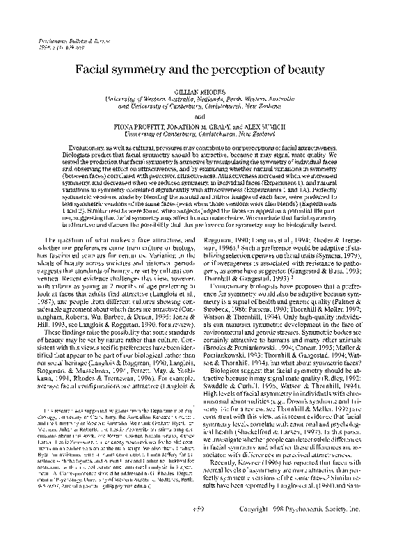 (PDF) Facial symmetry and the perception of beauty