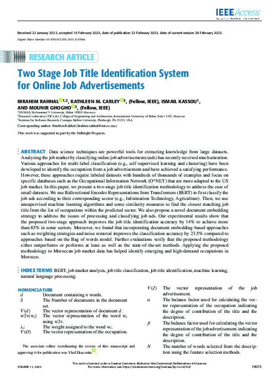 (PDF) Two Stage Job Title Identification System for Online Job ...