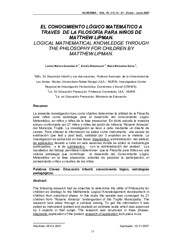 (PDF) El conocimiento lógico matemático a traves de la filosofía para ...