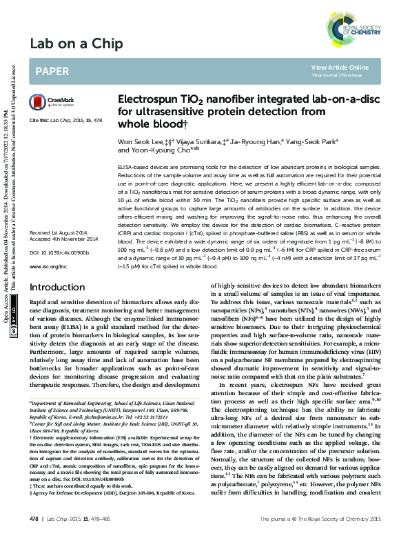 (PDF) Electrospun TiO2 nanofiber integrated lab-on-a-disc for ...