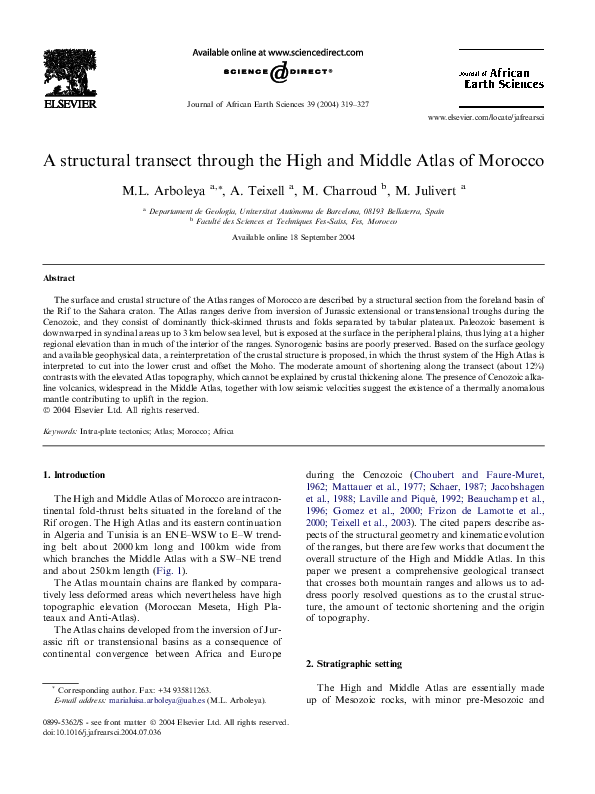 (PDF) A structural transect through the High and Middle Atlas of Morocco