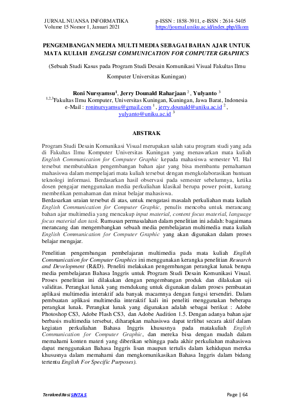 (PDF) PENGEMBANGAN MEDIA MULTI MEDIA SEBAGAI BAHAN AJAR UNTUK MATA ...