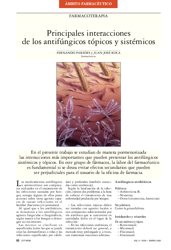 (PDF) Principales interacciones de los antifúngicos tópicos y sistémicos