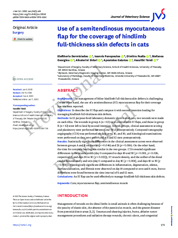 (PDF) Use of a semitendinosus myocutaneous flap for the coverage of ...