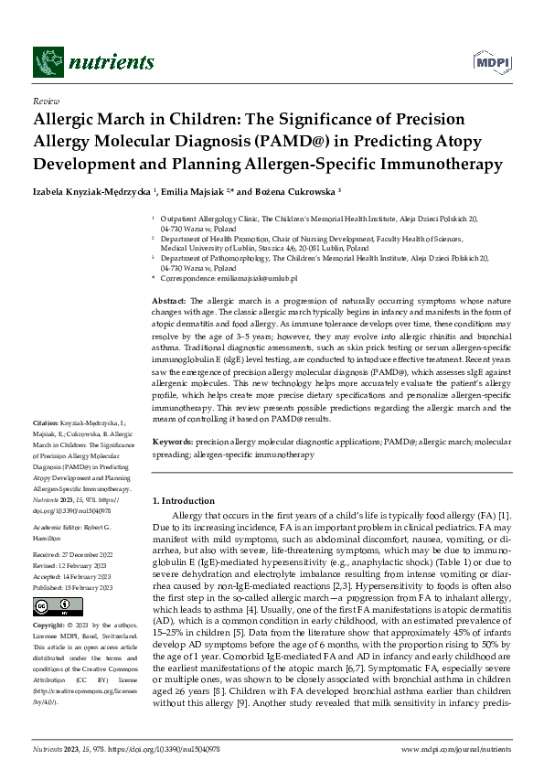 (PDF) Allergic March in Children: The Significance of Precision Allergy ...