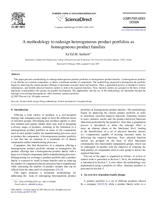 (PDF) A methodology to redesign heterogeneous product portfolios as ...