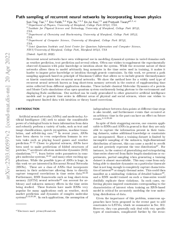 (PDF) Path sampling of recurrent neural networks by incorporating known physics