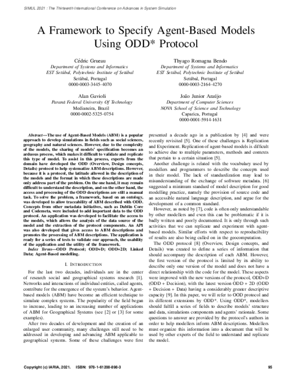 Pdf A Framework To Specify Agent Based Models Using Odd Protocol