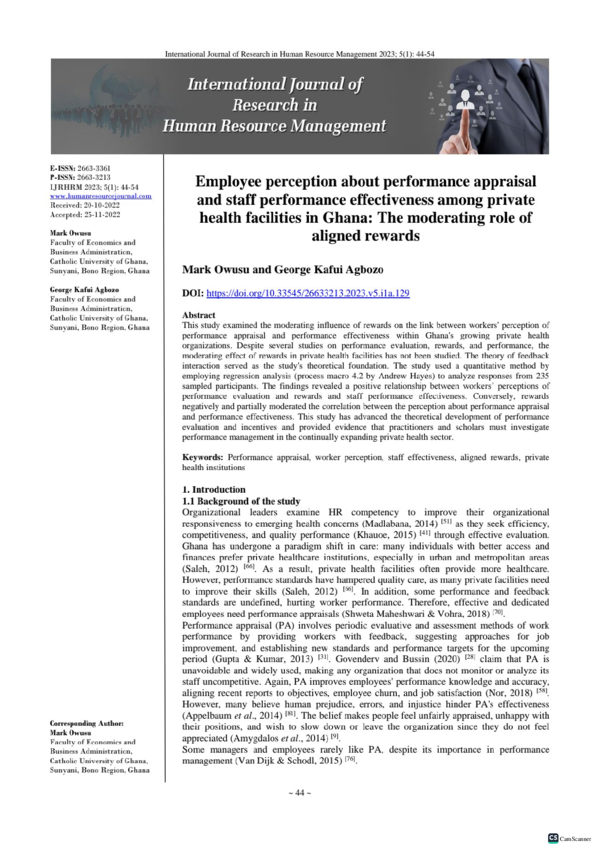 (PDF) Employee Perception about Performance Appraisal and Staff ...