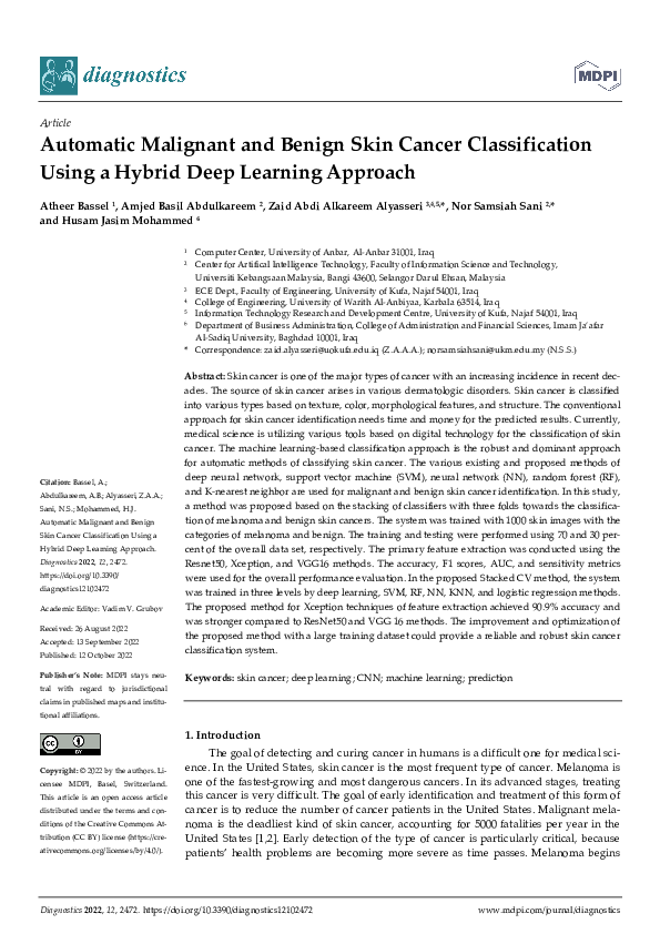 (PDF) Automatic Malignant and Benign Skin Cancer Classification Using a Hybrid Deep Learning ...