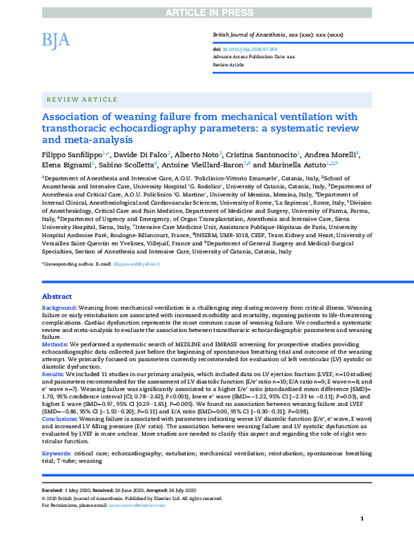 (PDF) Association of weaning failure from mechanical ventilation with ...