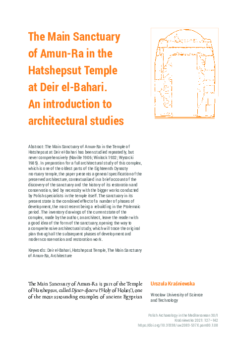 (PDF) The Main Sanctuary of Amun-Ra in the Hatshepsut Temple at Deir el-Bahari. An introduction ...