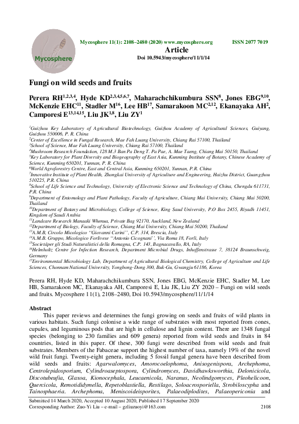 (PDF) Fungi on wild seeds and fruits