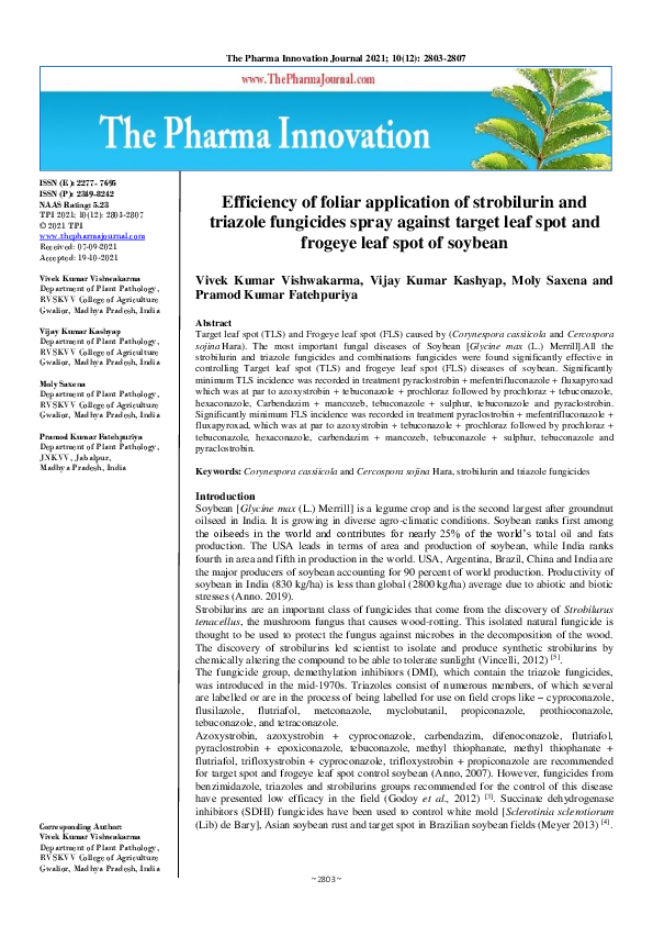 (PDF) Efficiency of foliar application of strobilurin and triazole ...