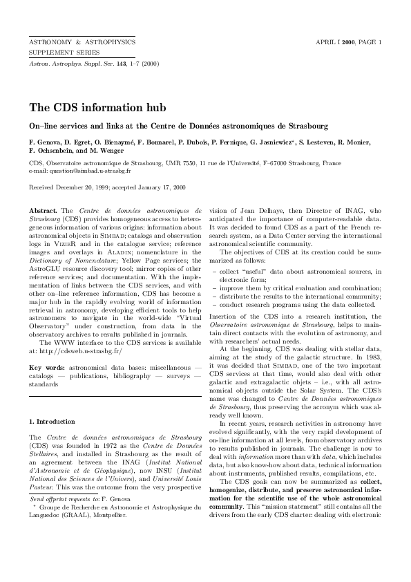 (PDF) The CDS information hub