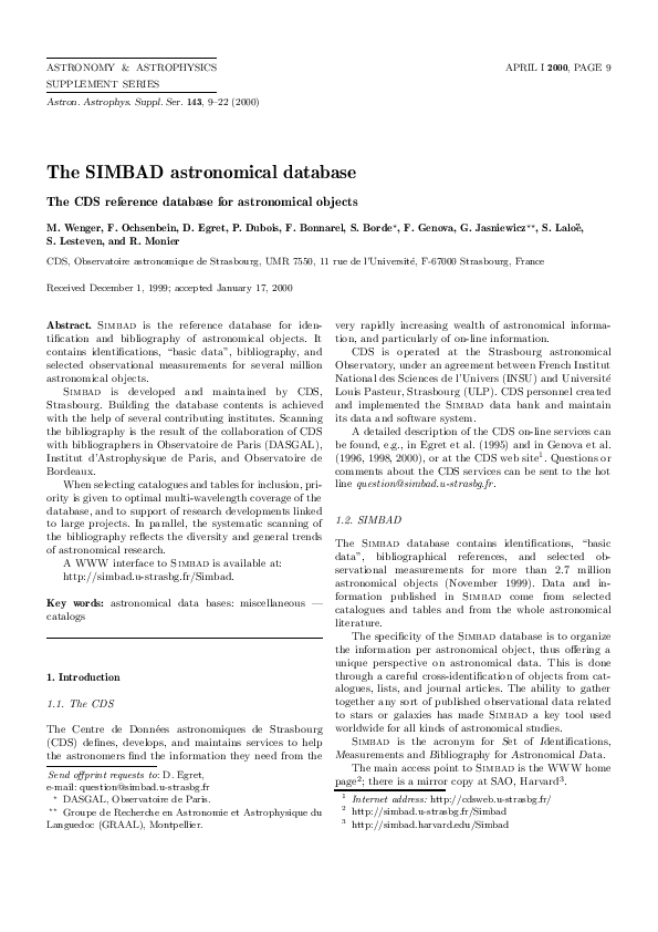 (PDF) The SIMBAD astronomical database | Daniel Egret - Academia.edu