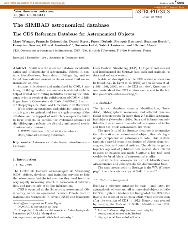 (PDF) The CDS Reference Database for Astronomical Objects