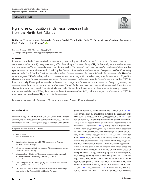 (PDF) Hg and Se composition in demersal deep-sea fish from the North ...