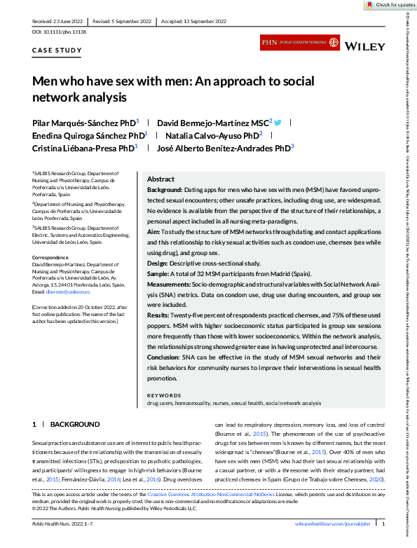 (PDF) Men who have sex with men: An approach to social network analysis