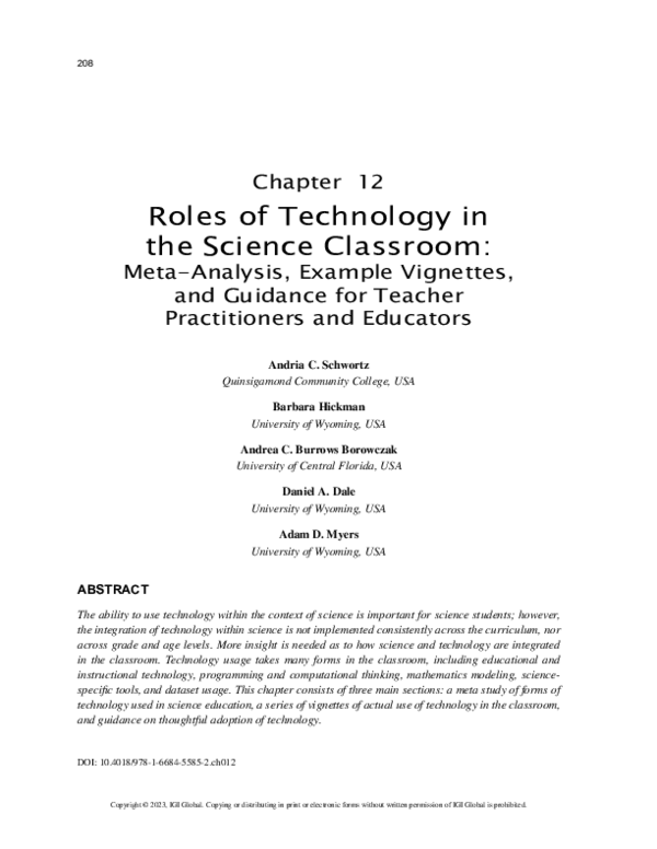 (PDF) Roles of Technology in the Science Classroom: Meta-Analysis ...